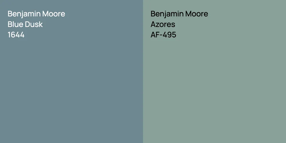 Benjamin Moore Blue Dusk vs. Benjamin Moore Azores comparison