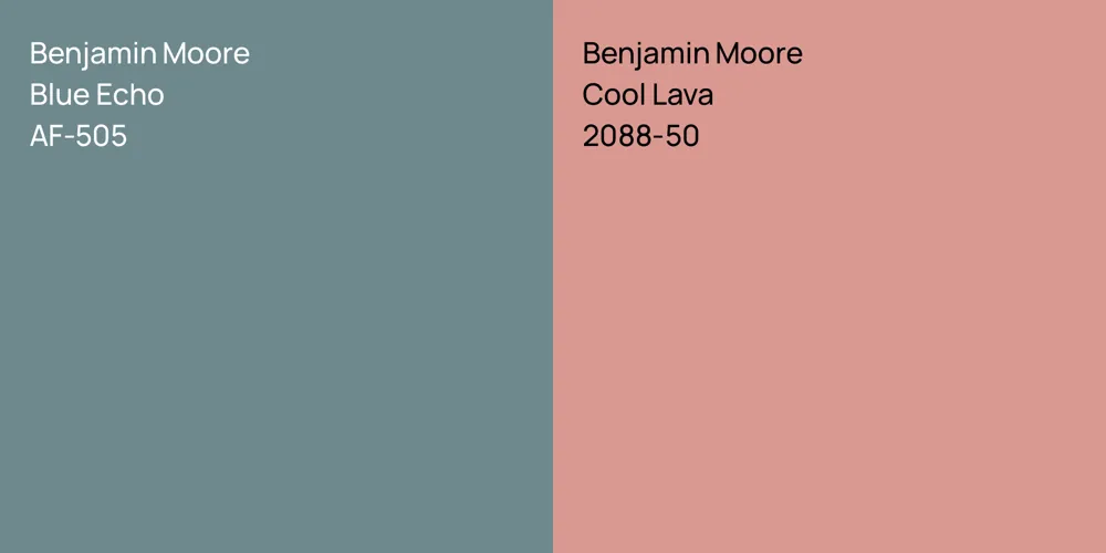 Benjamin Moore Blue Echo vs. Benjamin Moore Cool Lava comparison
