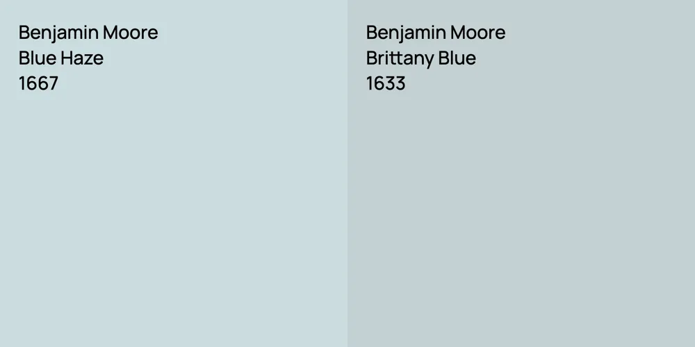 Benjamin Moore Blue Haze vs. Benjamin Moore Brittany Blue comparison