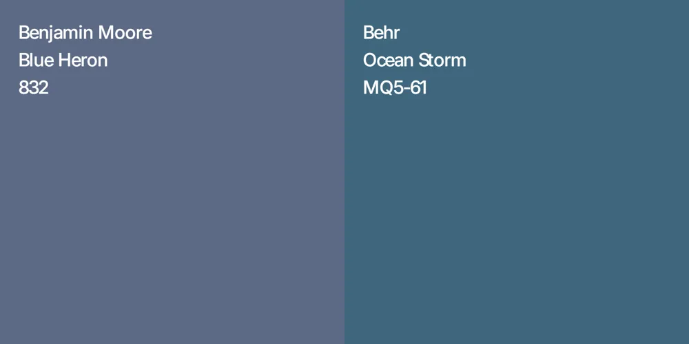 Benjamin Moore Blue Heron vs. Behr Ocean Storm comparison