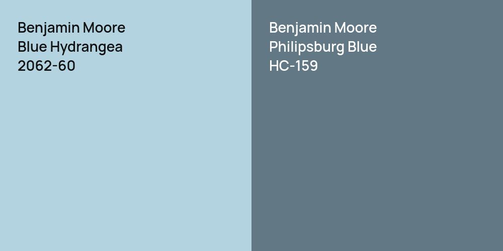 Benjamin Moore Blue Hydrangea vs. Benjamin Moore Philipsburg Blue ...