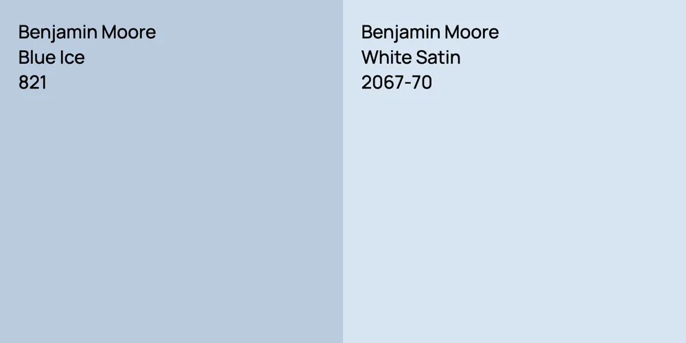 Benjamin Moore Blue Ice vs. Benjamin Moore White Satin comparison