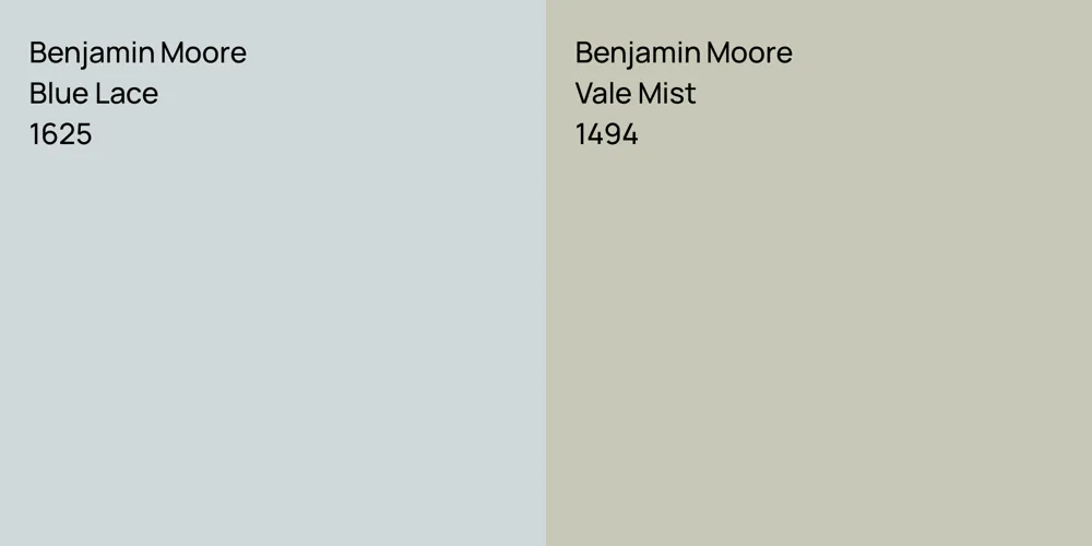 Benjamin Moore Blue Lace vs. Benjamin Moore Vale Mist comparison