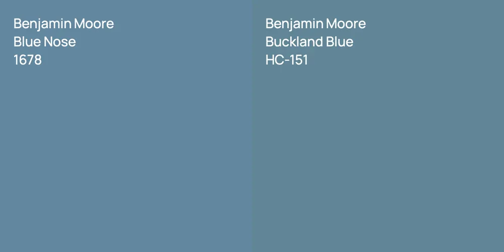 Benjamin Moore Blue Nose vs. Benjamin Moore Buckland Blue comparison