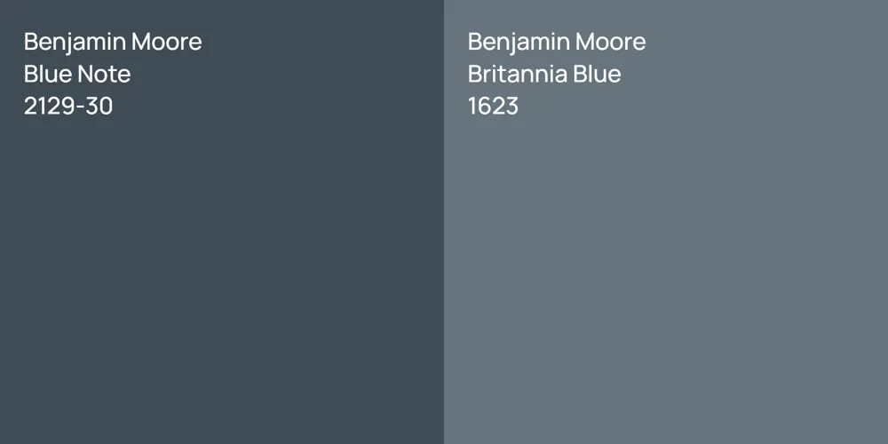 Benjamin Moore Blue Note vs. Benjamin Moore Britannia Blue comparison