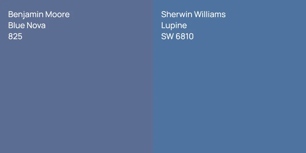 Benjamin Moore Blue Nova vs. Sherwin Williams Lupine comparison