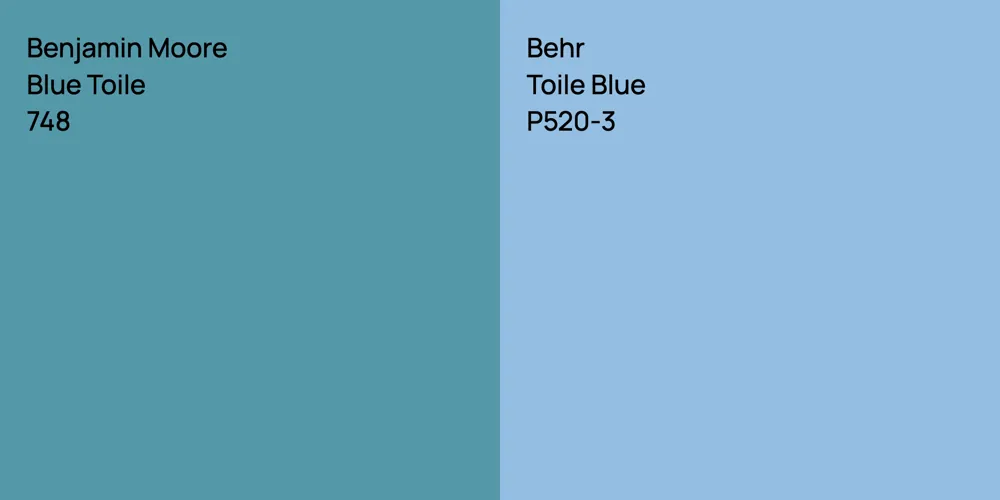 Benjamin Moore Blue Toile vs. Behr Toile Blue comparison