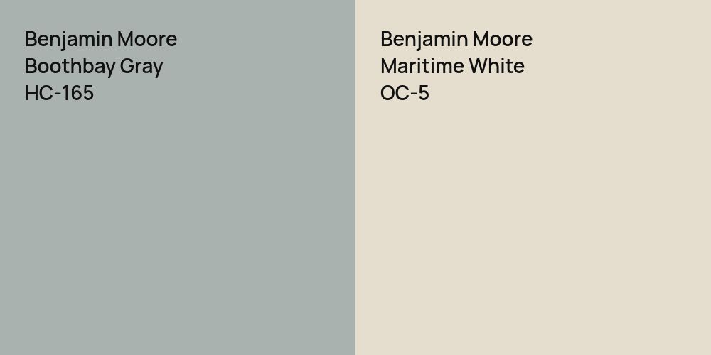 Benjamin Moore Boothbay Gray vs. Benjamin Moore Maritime White comparison