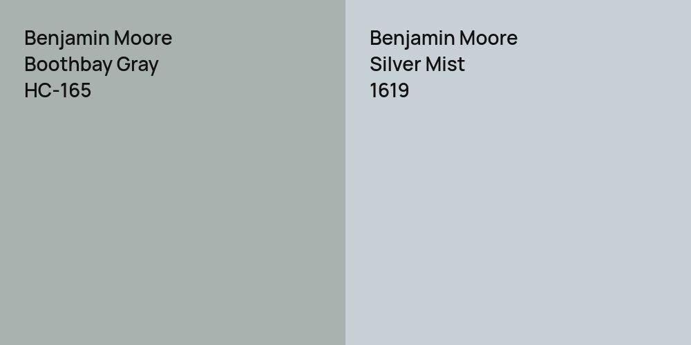 Benjamin Moore Boothbay Gray vs. Benjamin Moore Silver Mist comparison