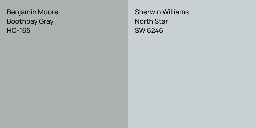 Benjamin Moore Boothbay Gray vs. Sherwin Williams North Star comparison