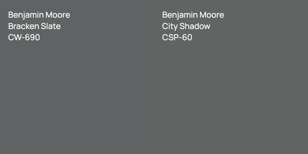 Benjamin Moore Bracken Slate vs. Benjamin Moore City Shadow comparison