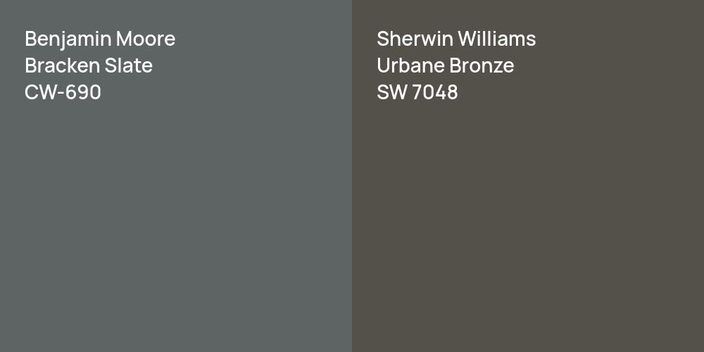 Benjamin Moore Bracken Slate vs. Sherwin Williams Urbane Bronze comparison