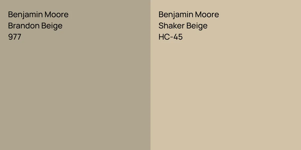 Benjamin Moore Brandon Beige vs. Benjamin Moore Shaker Beige comparison