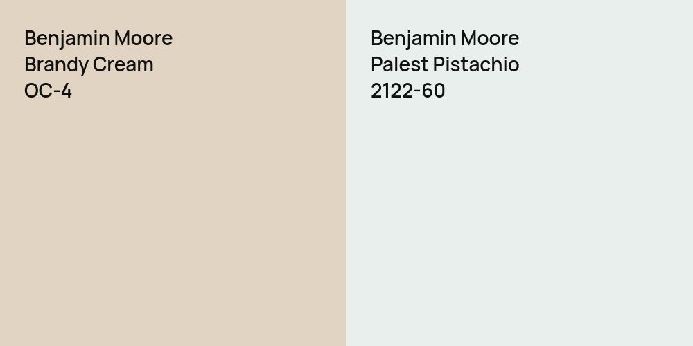 Benjamin Moore Brandy Cream vs. Benjamin Moore Palest Pistachio comparison