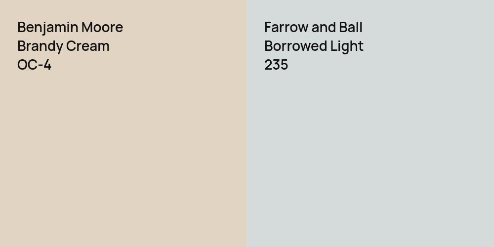 Benjamin Moore Brandy Cream vs. Farrow and Ball Borrowed Light comparison