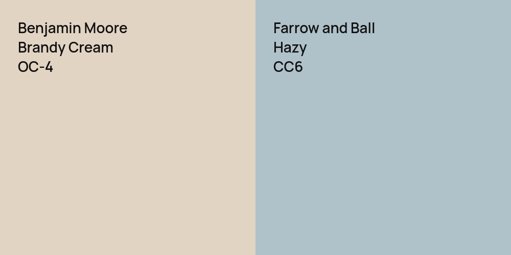 Benjamin Moore Brandy Cream vs. Farrow and Ball Hazy comparison