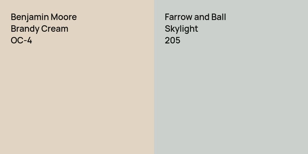 Benjamin Moore Brandy Cream vs. Farrow and Ball Skylight comparison