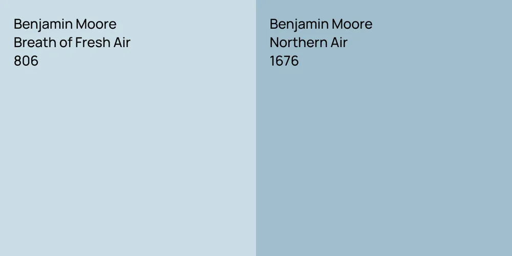 Benjamin Moore Breath of Fresh Air vs. Benjamin Moore Northern Air comparison