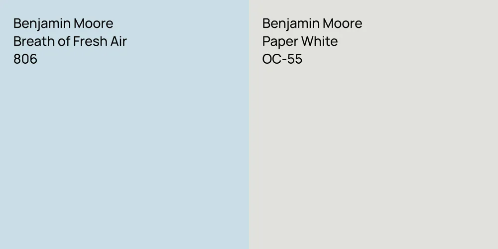 Benjamin Moore Breath of Fresh Air vs. Benjamin Moore Paper White comparison