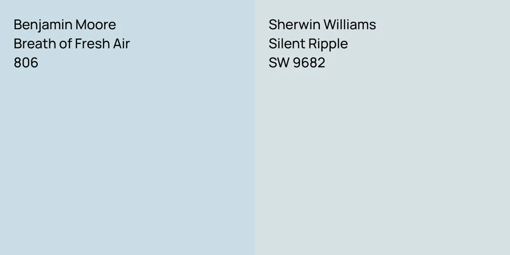Benjamin Moore Breath of Fresh Air vs. Sherwin Williams Silent Ripple ...