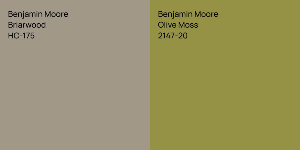 Benjamin Moore Briarwood vs. Benjamin Moore Olive Moss comparison