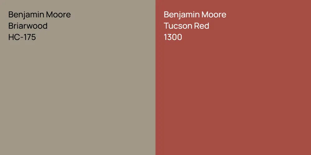 Benjamin Moore Briarwood vs. Benjamin Moore Tucson Red comparison