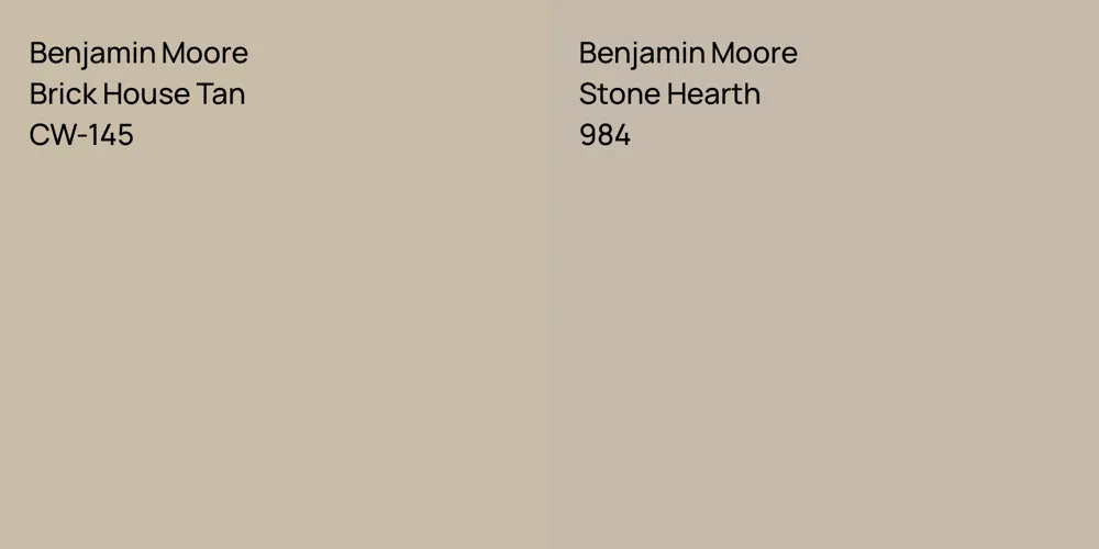 Benjamin Moore Brick House Tan vs. Benjamin Moore Stone Hearth comparison