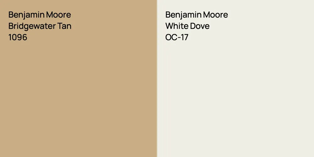 Benjamin Moore Bridgewater Tan vs. Benjamin Moore White Dove comparison