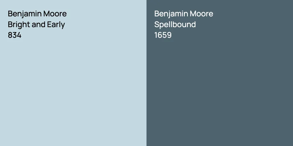 Benjamin Moore Bright and Early vs. Benjamin Moore Spellbound comparison