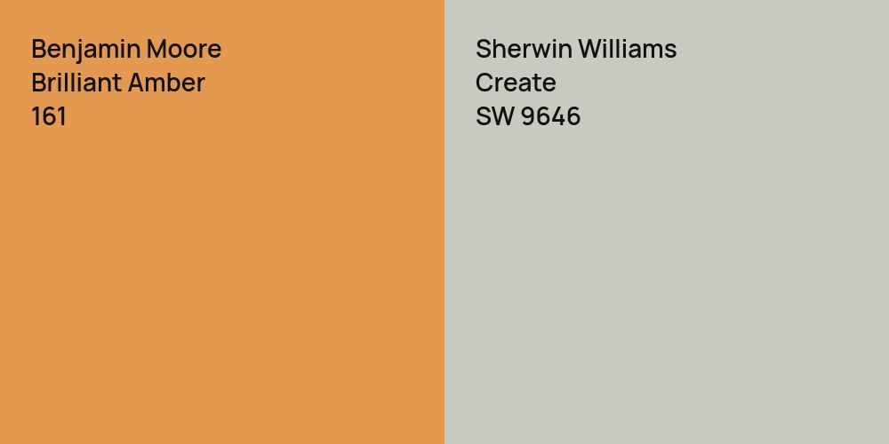 Benjamin Moore Brilliant Amber vs. Sherwin Williams Create comparison