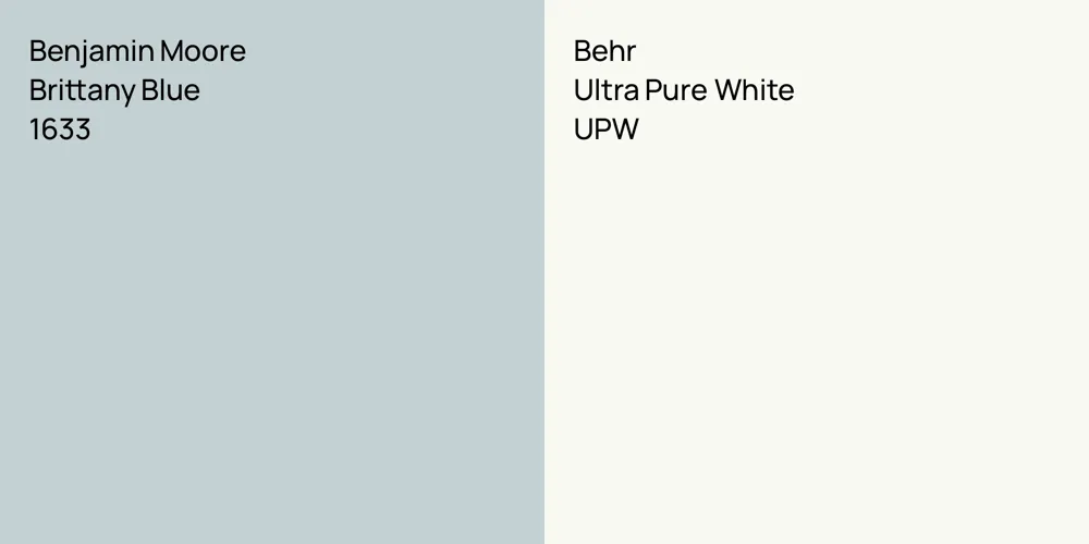 Benjamin Moore Brittany Blue vs. Behr Ultra Pure White comparison