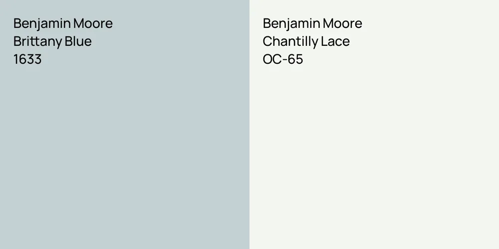 Benjamin Moore Brittany Blue vs. Benjamin Moore Chantilly Lace comparison