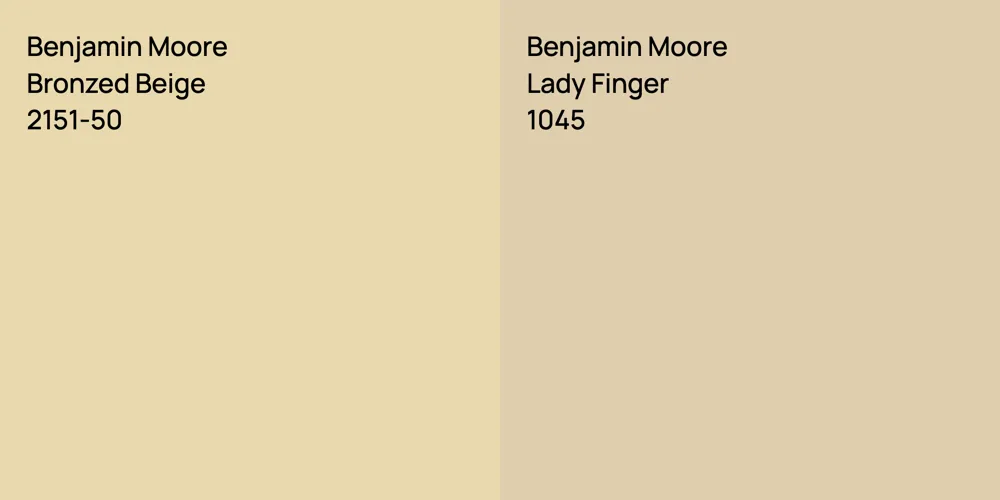 Benjamin Moore Bronzed Beige vs. Benjamin Moore Lady Finger comparison