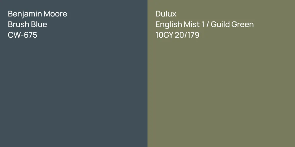 Benjamin Moore Brush Blue vs. Dulux English Mist 1 comparison