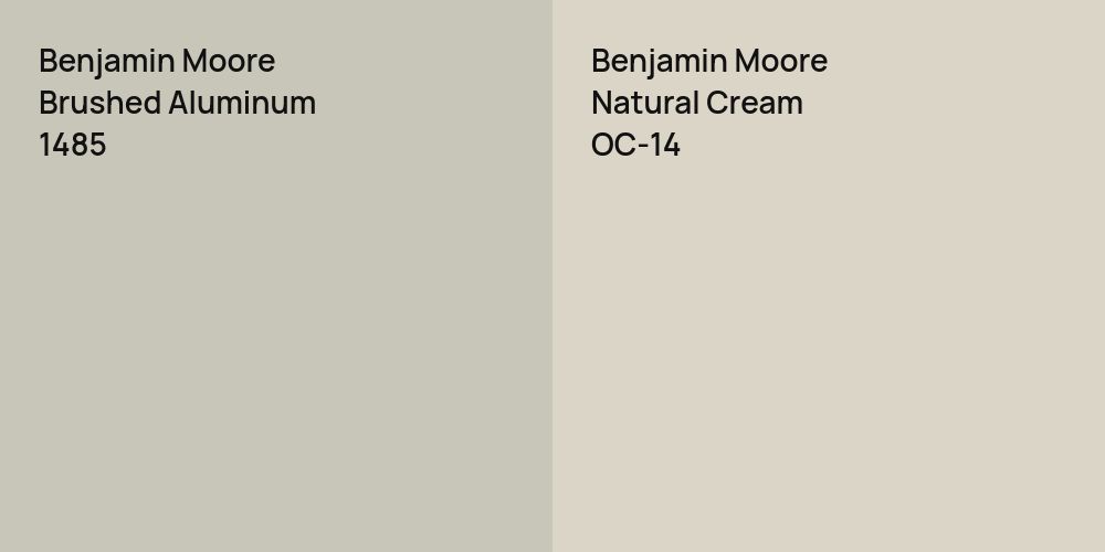 Benjamin Moore Brushed Aluminum vs. Benjamin Moore Natural Cream comparison