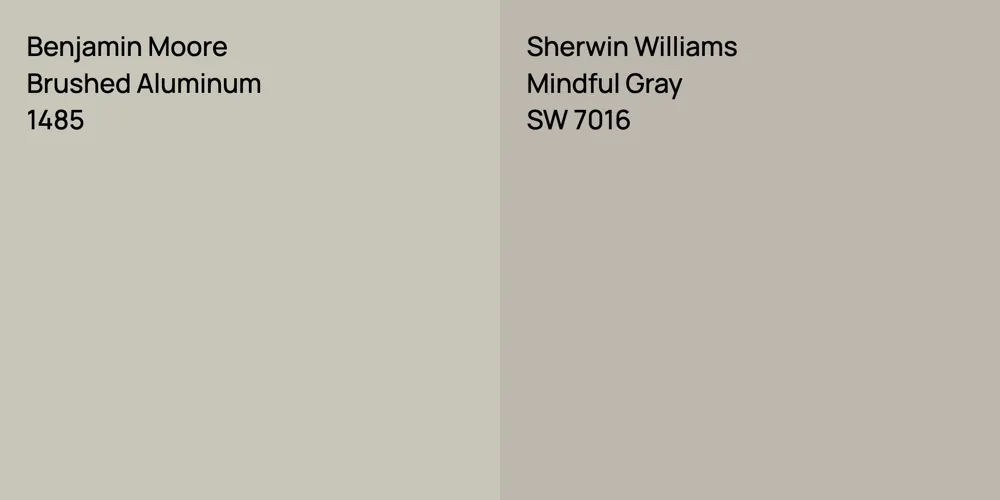 Benjamin Moore Brushed Aluminum vs. Sherwin Williams Mindful Gray ...