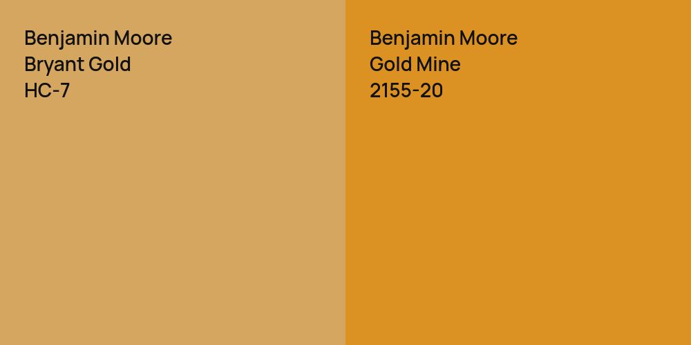 Benjamin Moore Bryant Gold vs. Benjamin Moore Gold Mine comparison