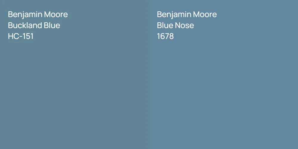 Benjamin Moore Buckland Blue vs. Benjamin Moore Blue Nose comparison