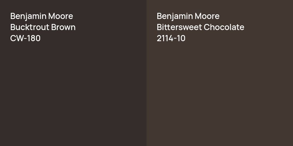 Benjamin Moore Bucktrout Brown vs. Benjamin Moore Bittersweet Chocolate ...