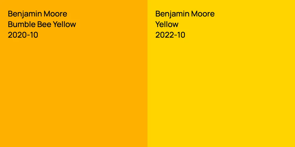 Benjamin Moore Bumble Bee Yellow vs. Benjamin Moore Yellow comparison