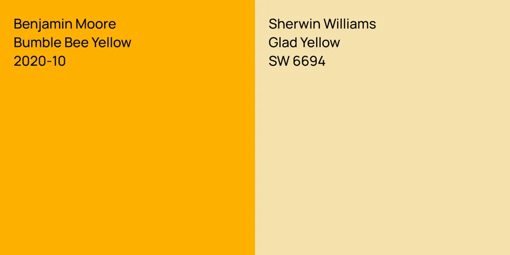 Benjamin Moore Bumble Bee Yellow vs. Sherwin Williams Glad Yellow ...