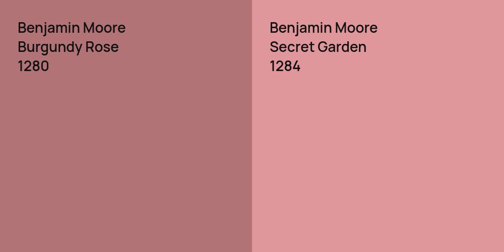 Benjamin Moore Burgundy Rose vs. Benjamin Moore Secret Garden comparison