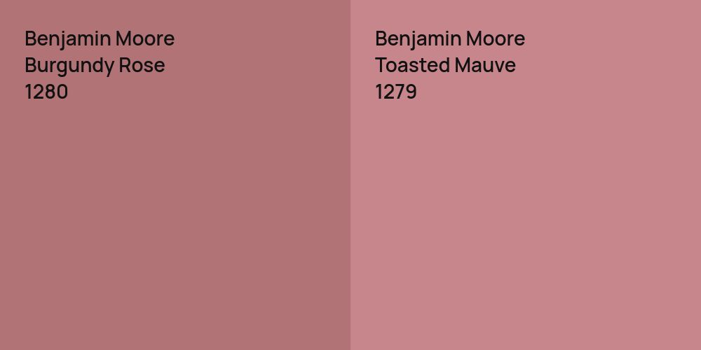 Benjamin Moore Burgundy Rose vs. Benjamin Moore Toasted Mauve comparison