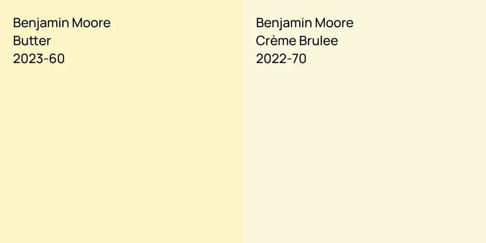 Benjamin Moore Butter vs. Benjamin Moore Crème Brulee comparison