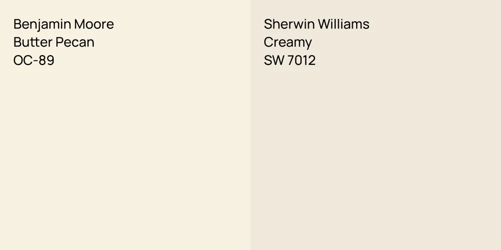 Benjamin Moore Butter Pecan vs. Sherwin Williams Creamy comparison