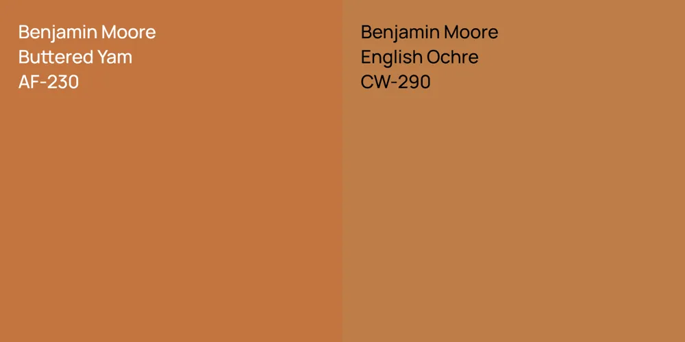 Benjamin Moore Buttered Yam vs. Benjamin Moore English Ochre comparison