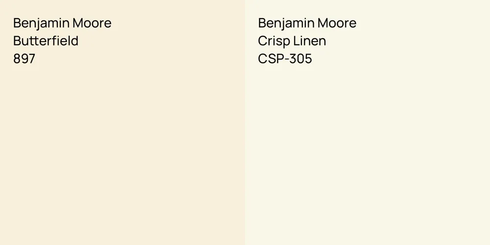 Benjamin Moore Butterfield vs. Benjamin Moore Crisp Linen comparison