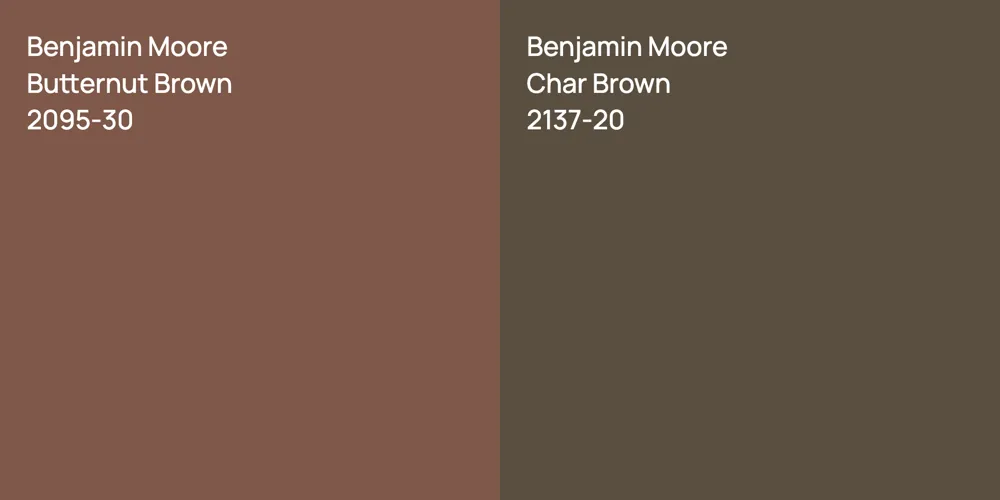Benjamin Moore Butternut Brown vs. Benjamin Moore Char Brown comparison