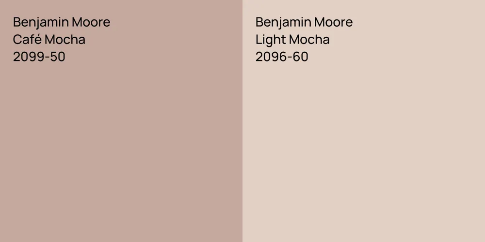 Benjamin Moore Café Mocha vs. Benjamin Moore Light Mocha comparison