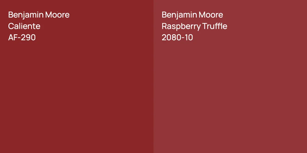 Benjamin Moore Caliente vs. Benjamin Moore Raspberry Truffle comparison
